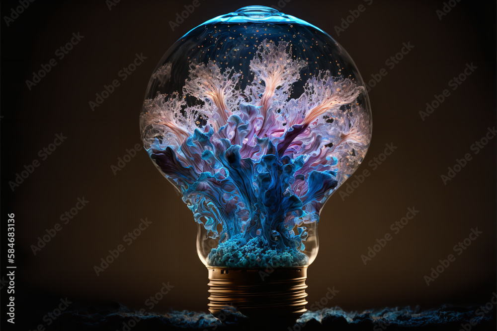 exploding light bulb bioluminescent lighting Generative AI Stock ... exploding light bulb bioluminescent lighting Generative AI Stock ...