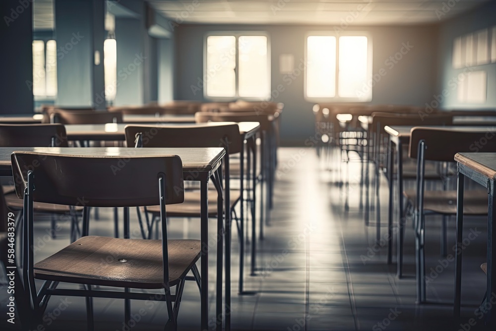 Blur classroom education background empty school class lecture room ...