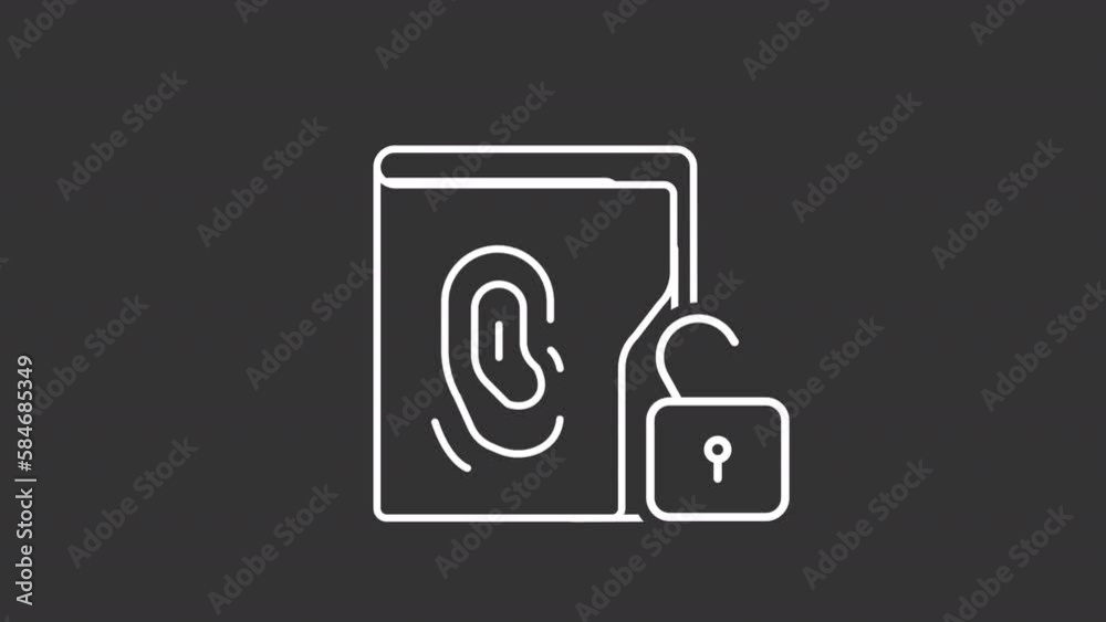 Animated secret file white line icon. Information protection. Loop HD ...
