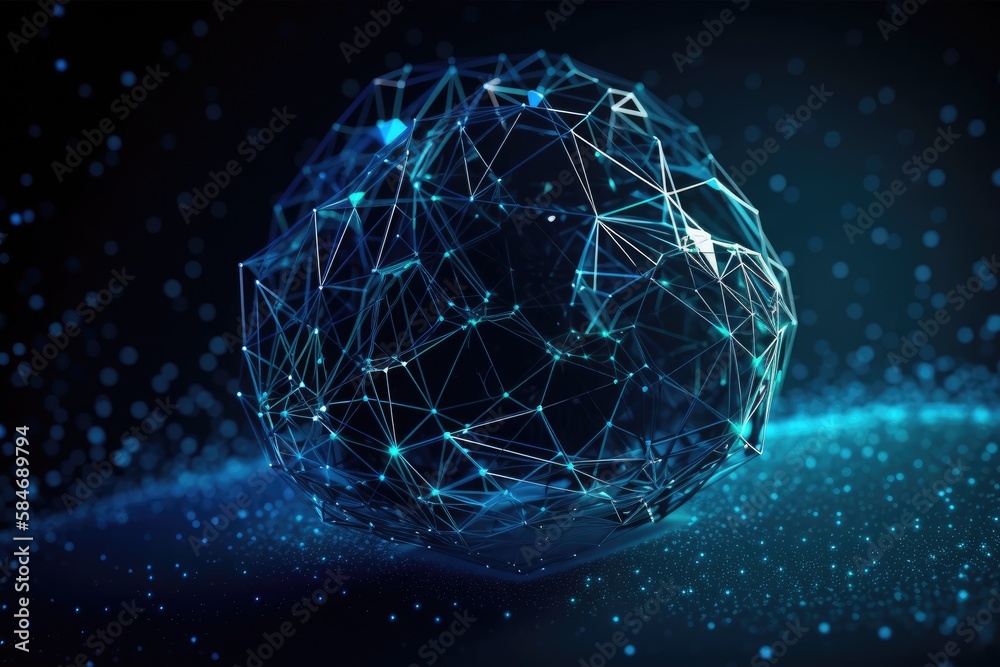 DeFi Decentralized Finance on a polygonal abstract background in dark ...