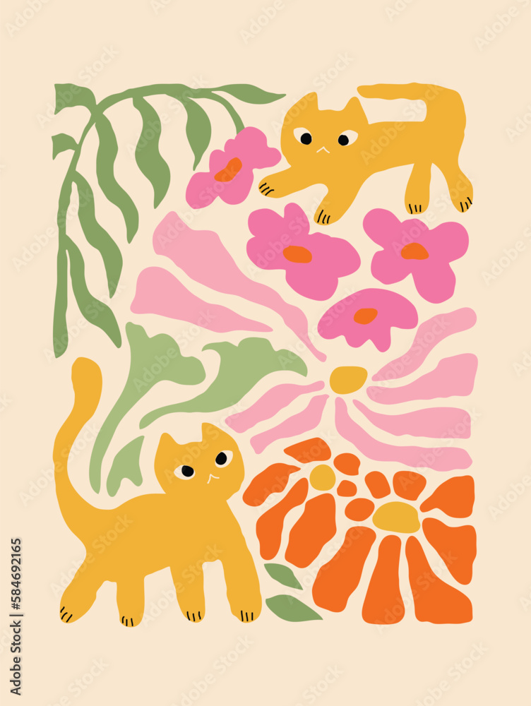 Matisse art background vector. Abstract natural hand drawn pattern ...