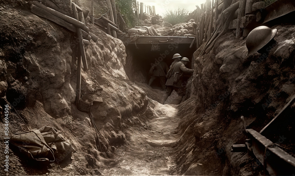 AI generated Fantasy WW2 Battle in Trenches, Soldiers Engage in Fierce ...