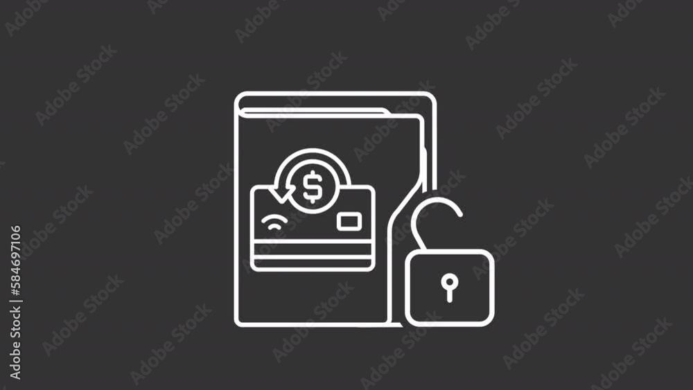 Animated privacy white line icon. Nonpublic personal information. Loop ...