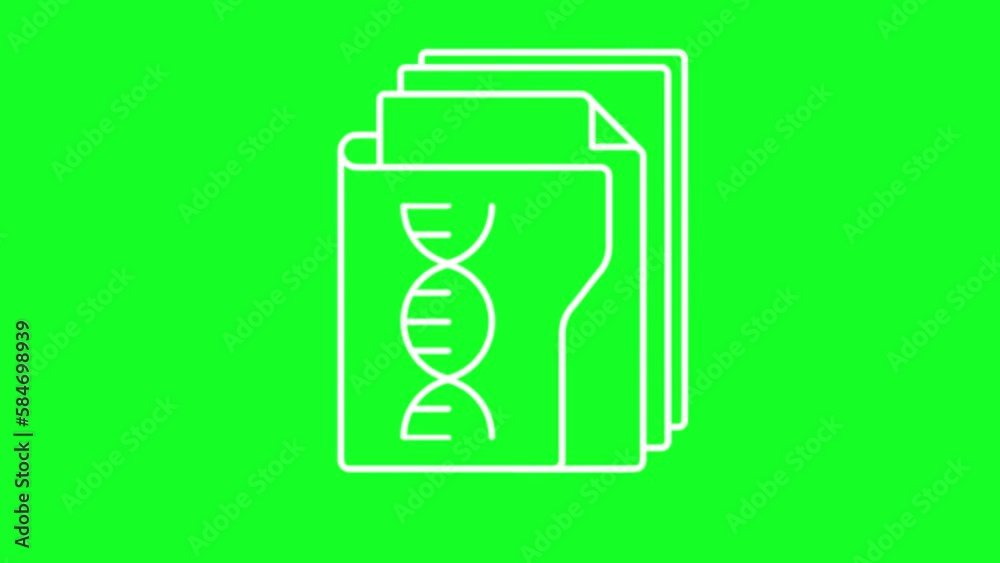 Animated genetics white line icon. DNA molecule. Heredity in organism ...