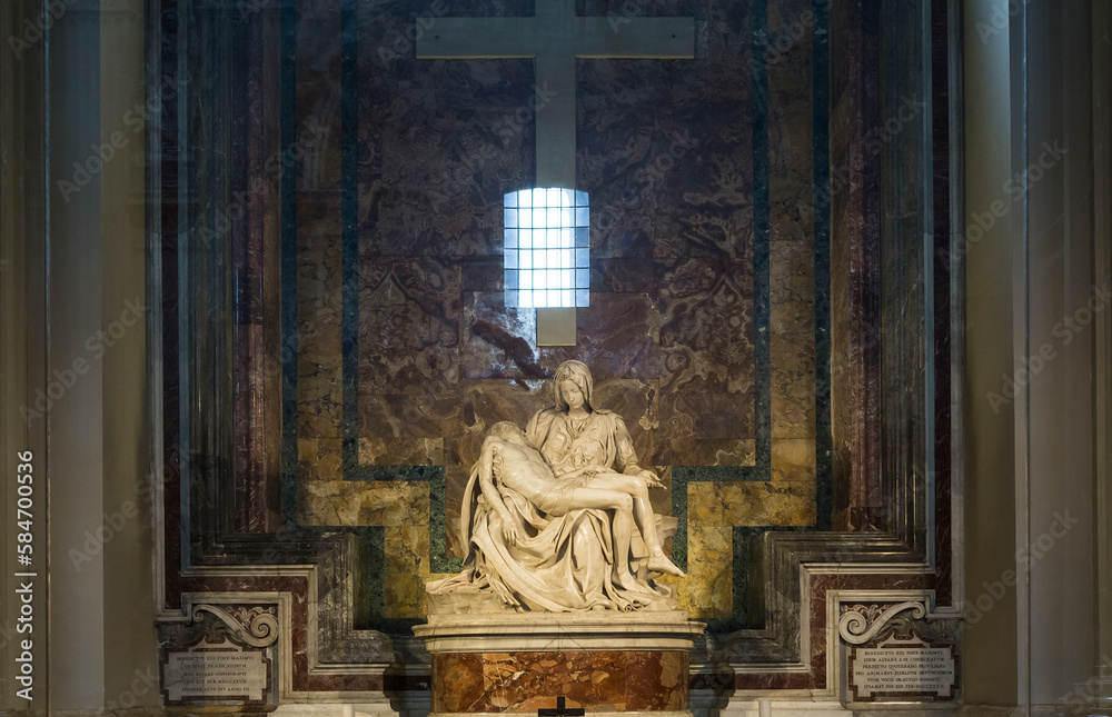 Pieta statue of Michelangelo in Basilica of saint Peter, Vatican Stock ...