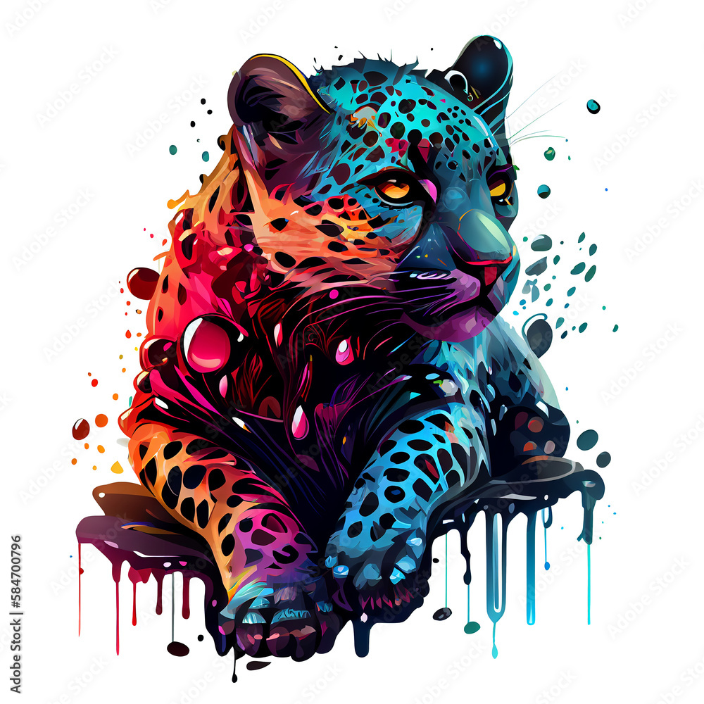 Colorful Panther png, panther clipart, panther design, sublimation ...