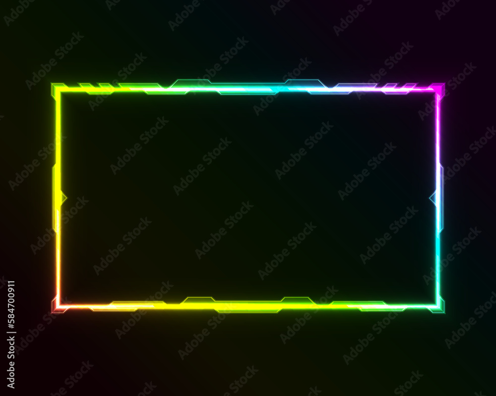 Vetor de Abstract rainbow colors neon stream overlay gui screen border ...