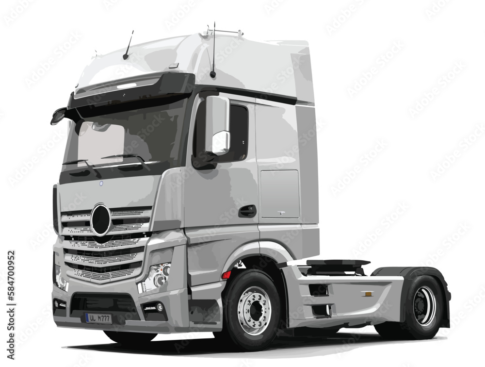 truck art 3d realistic big design semi modern white lorry power diesel ...