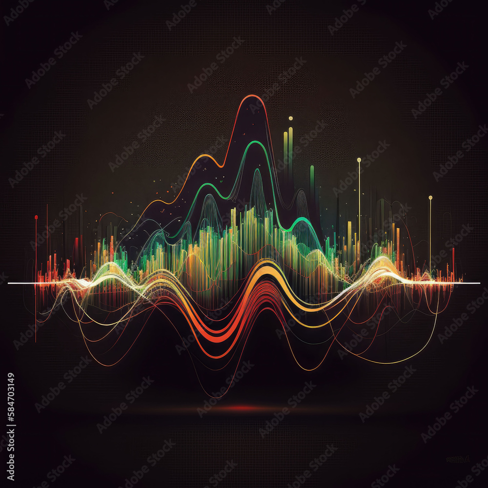 vector line artwork an audio waveform, vivid colors AI generation ...