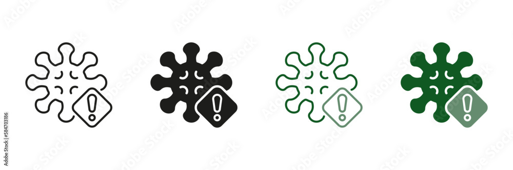 Bacteria and Warning Symbol Collection. Infection Alert Sign. Virus ...