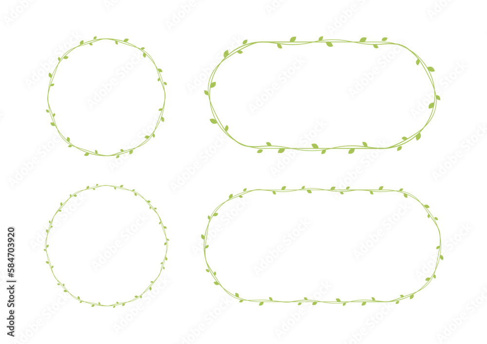 Green vine frames and borders set, floral botanical design element ...