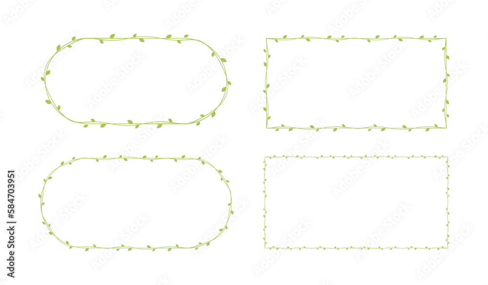 Green vine frames and borders set, floral botanical design element ...