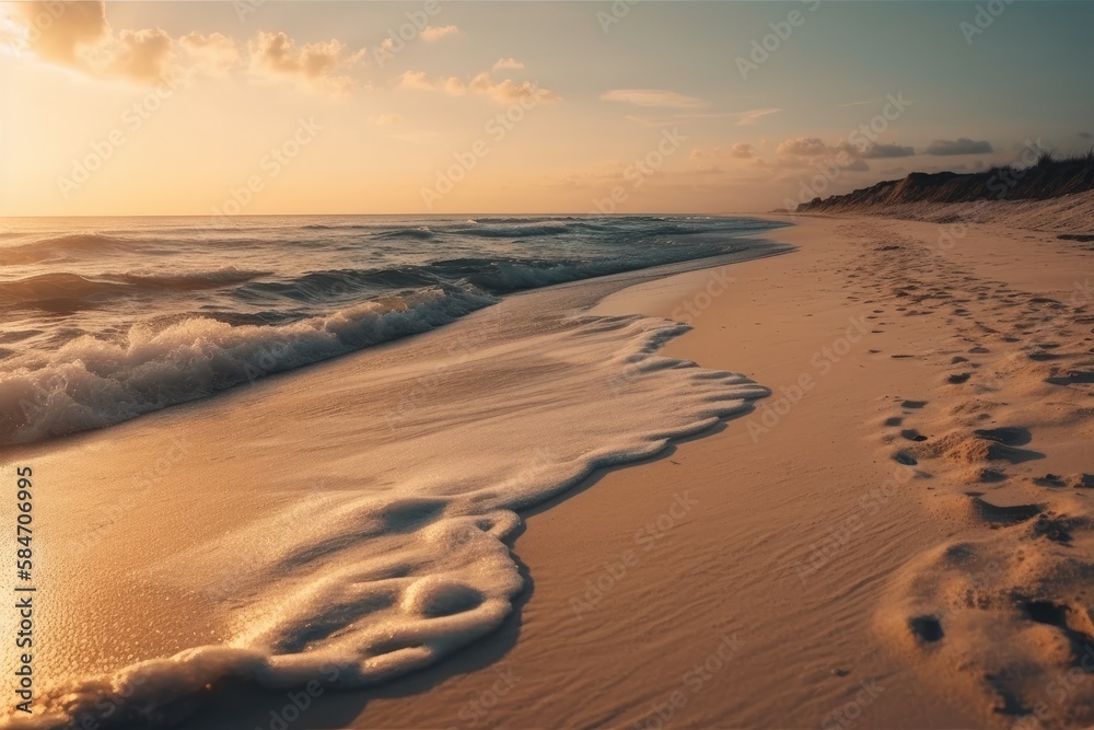 Sea sand beach in closeup. panoramic view of a beach. inspiring horizon ...