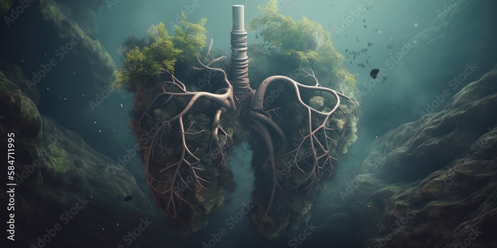 Lung Shaped Forest Symbolizing Oxygen Generation and Carbon Reduction ...