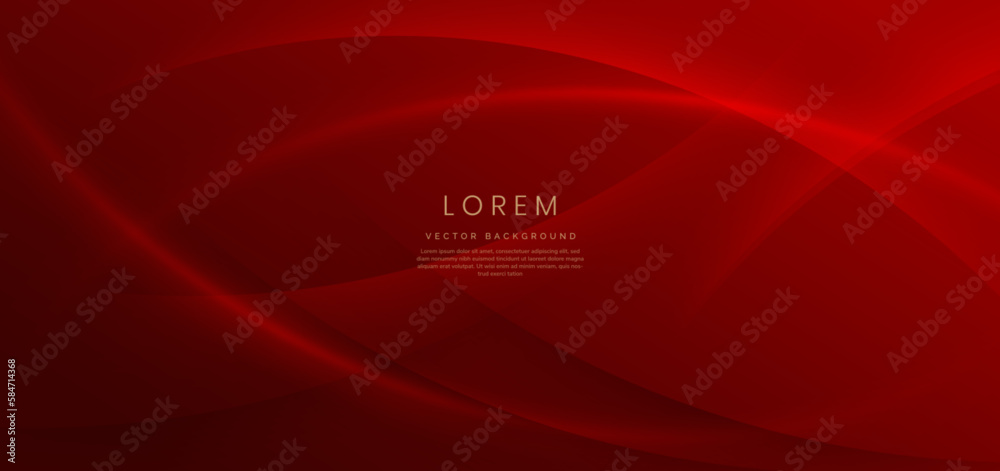 Abstract curved red shape on red background with copy space for text ...