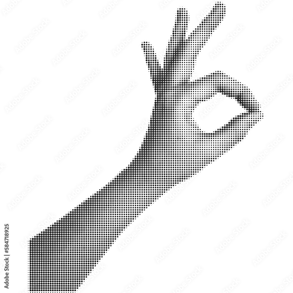 Halftone hand. Trendy png pieces. Gesture signs. Modern forms for card ...