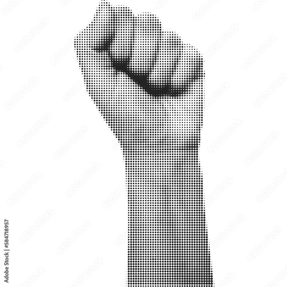 Halftone hand. Trendy png pieces. Gesture signs. Modern forms for card ...