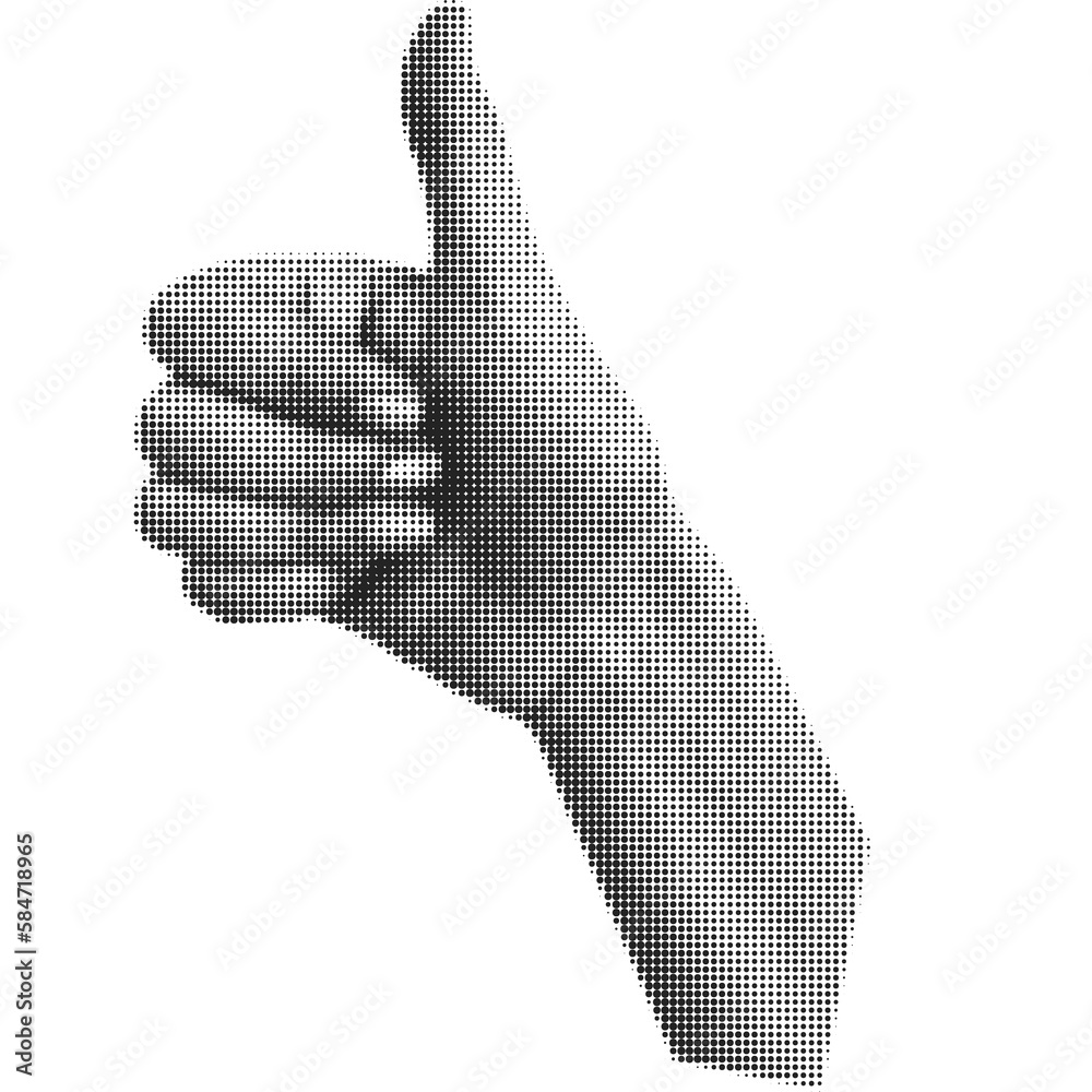 Halftone hand. Trendy png pieces. Gesture signs. Modern forms for card ...