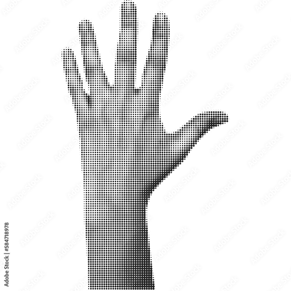 Halftone hand. Trendy png pieces. Gesture signs. Modern forms for card, print on clothes ...