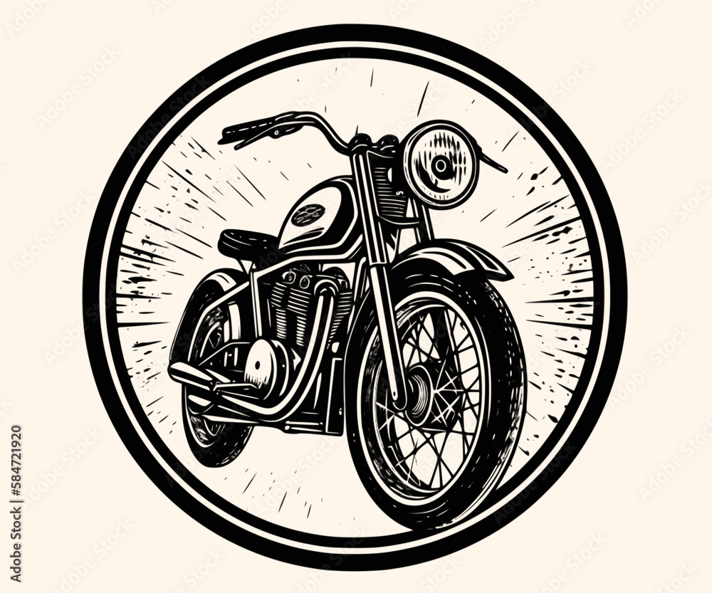 Vector Illustration of a Classic Motorcycle with lines drawing for logo ...