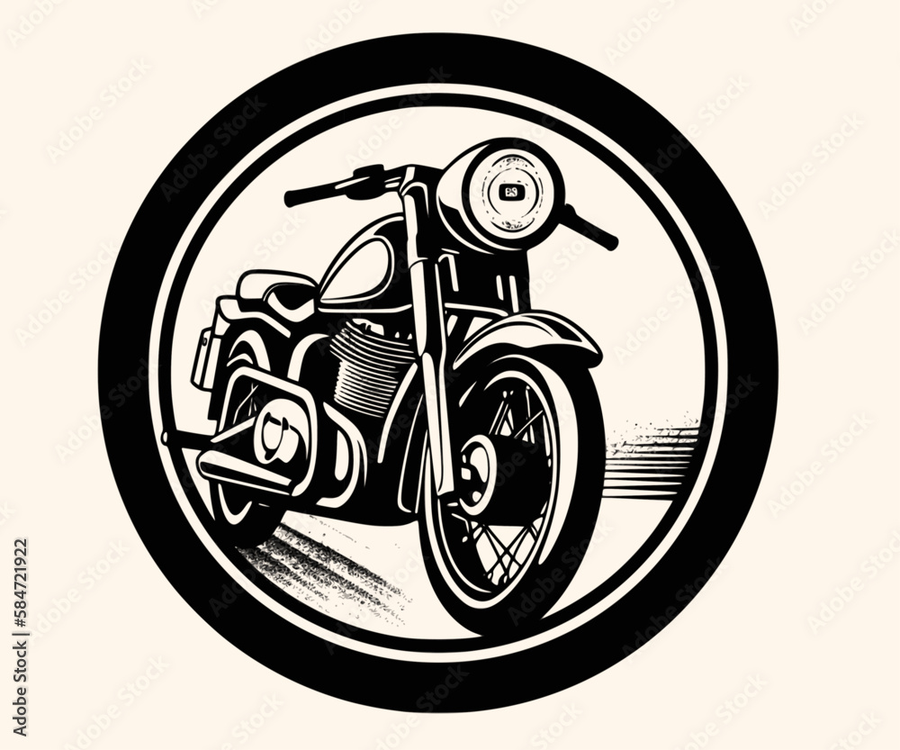 Vector Illustration of a Classic Motorcycle with lines drawing for logo ...