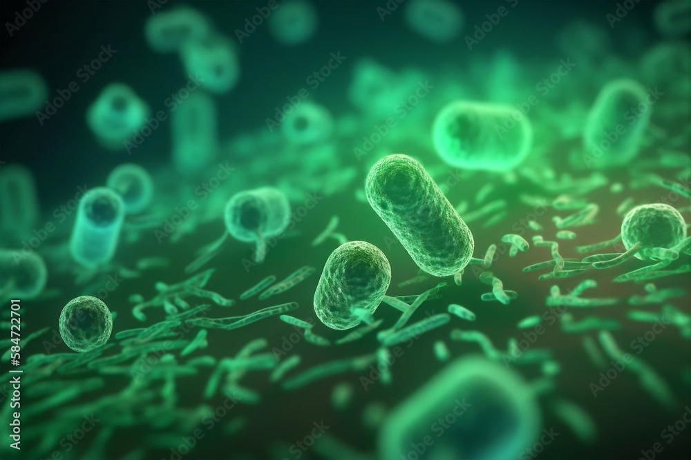 Microscopic green bacteria Stock Illustration | Adobe Stock