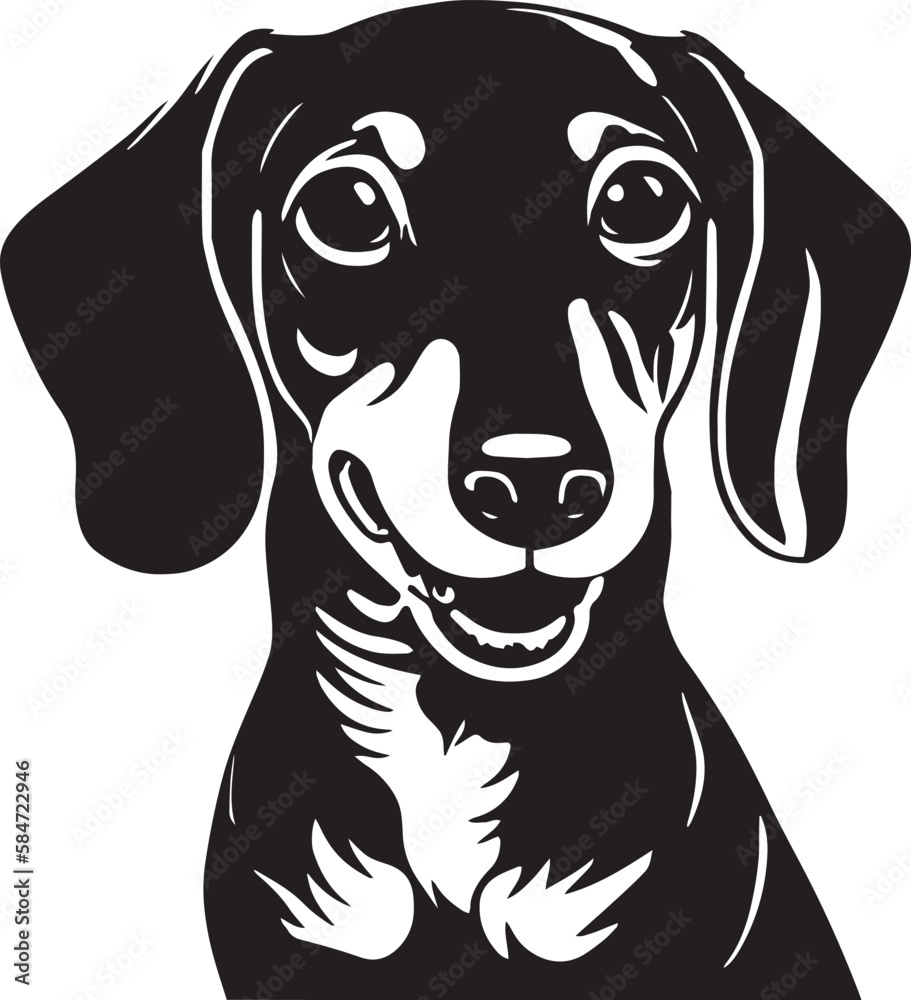 Dachshund dog face isolated on a white background, EPS, Vector ...