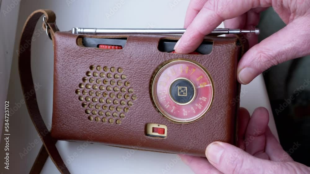 Male Fingers Adjust Frequency on an Old Vintage Retro Receiver in ...
