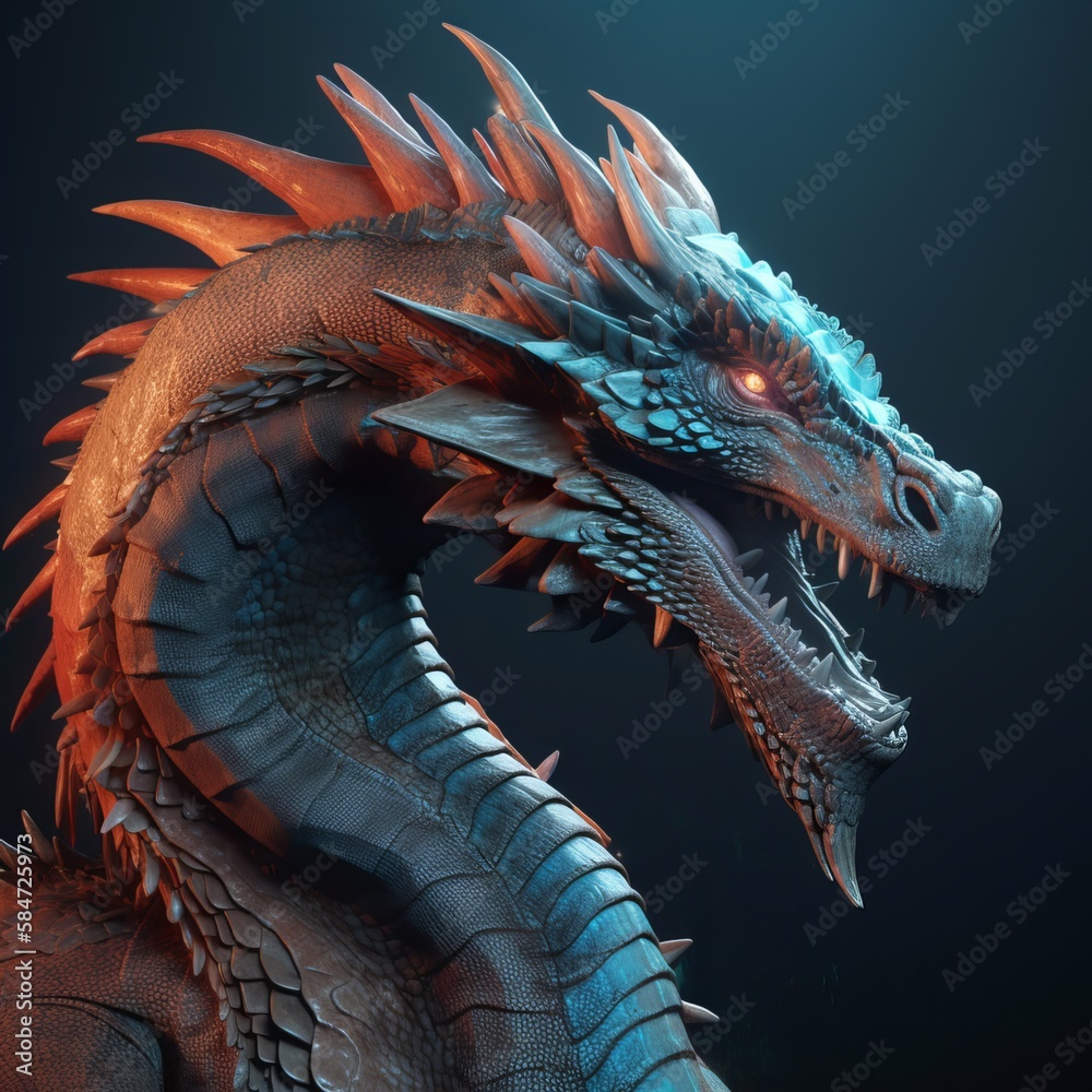 dragon ilustarion 3d profile picture - Generative AI Stock Illustration ...