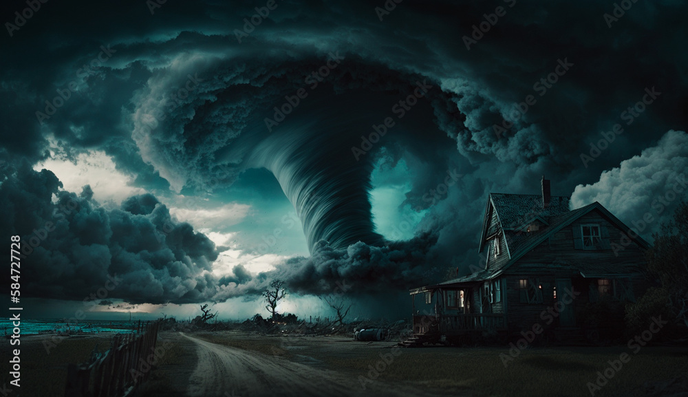 Clouds and a hurricane made it into a terrifying scene, AI Stock ...