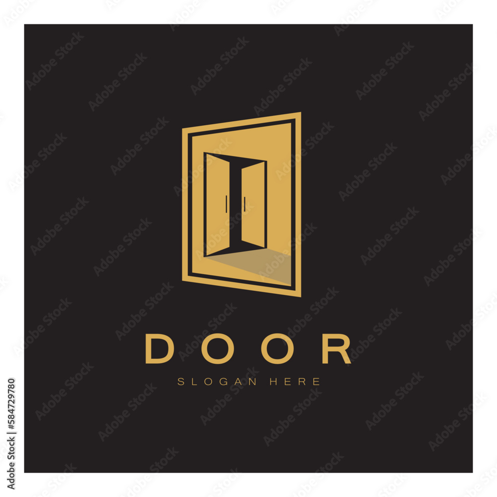 simple open door abstract logo, with geometric shapes,For building ...