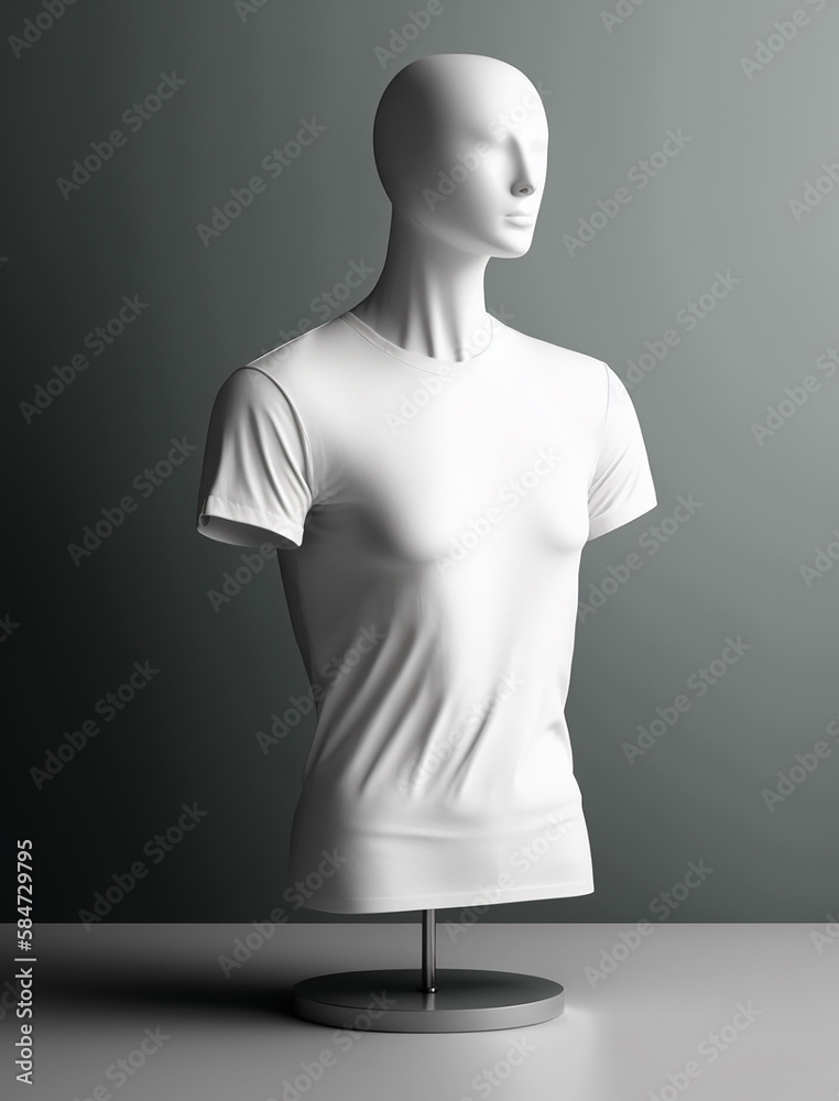gender neutral mannequin white T-shirt mockup Stock Illustration ...