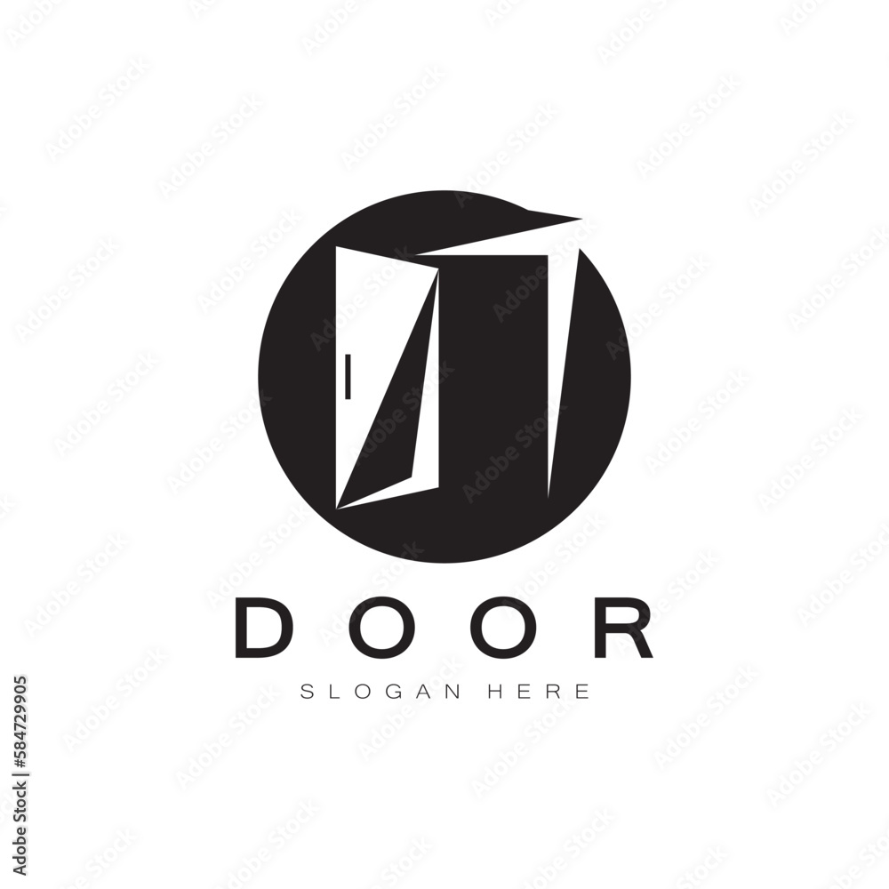 simple open door abstract logo, with geometric shapes,For building ...