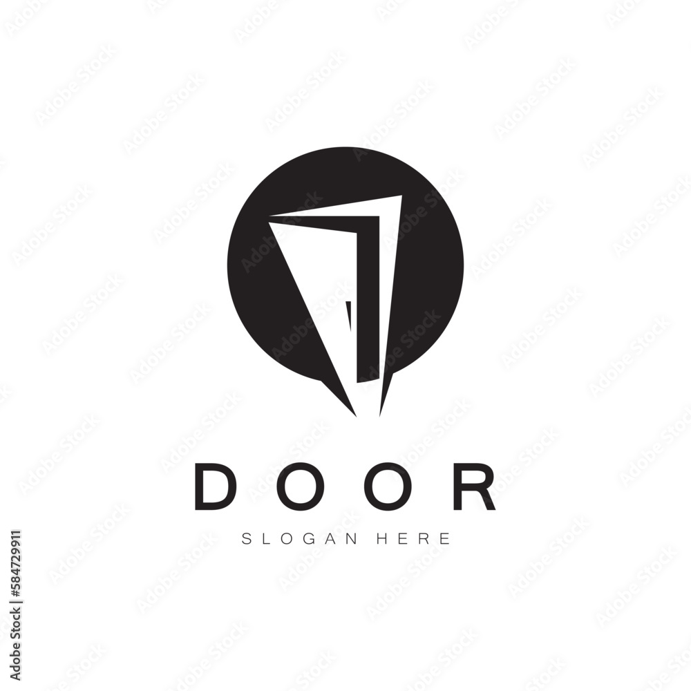 simple open door abstract logo, with geometric shapes,For building ...