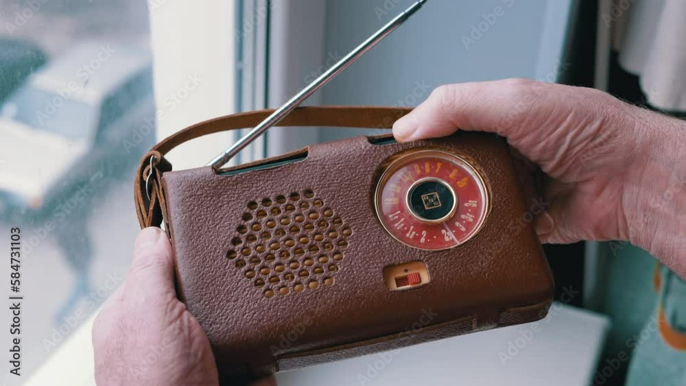 Male Fingers Adjust Frequency on an Old Vintage Retro Receiver in ...
