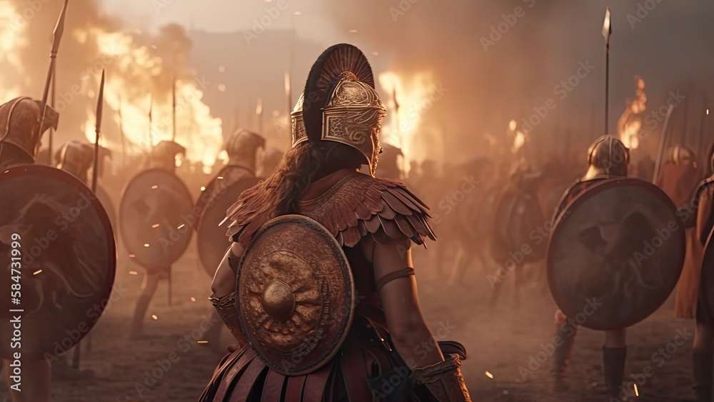 Ancient Roman female generals, soldiers and cavalry on the battlefield ...