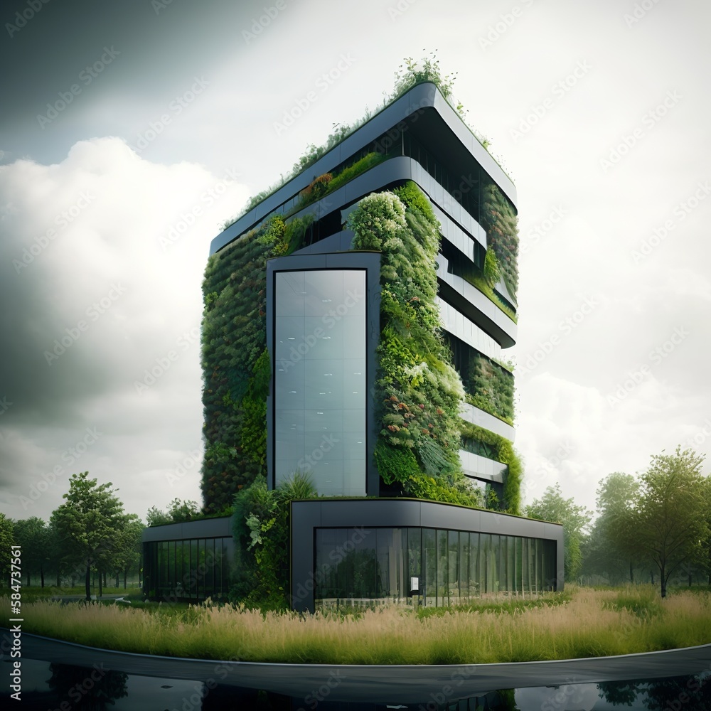 Eco-friendly green building with vertical garden design for ...