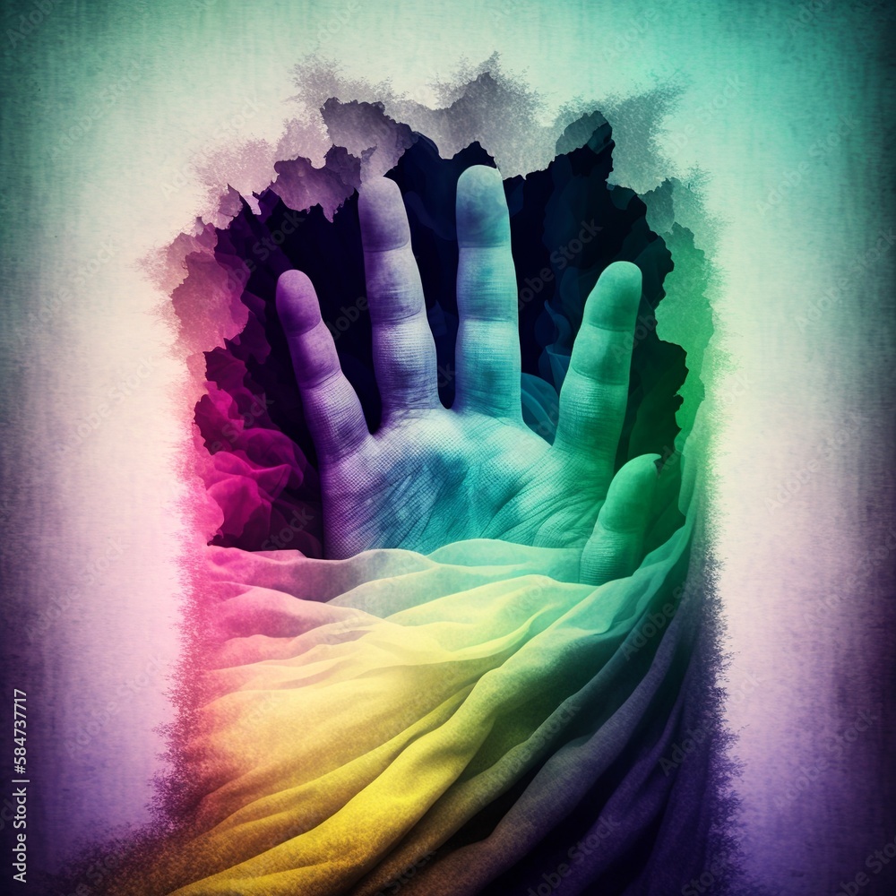 Human hand emerging from fuzzy gradient fabric texture please help me ...