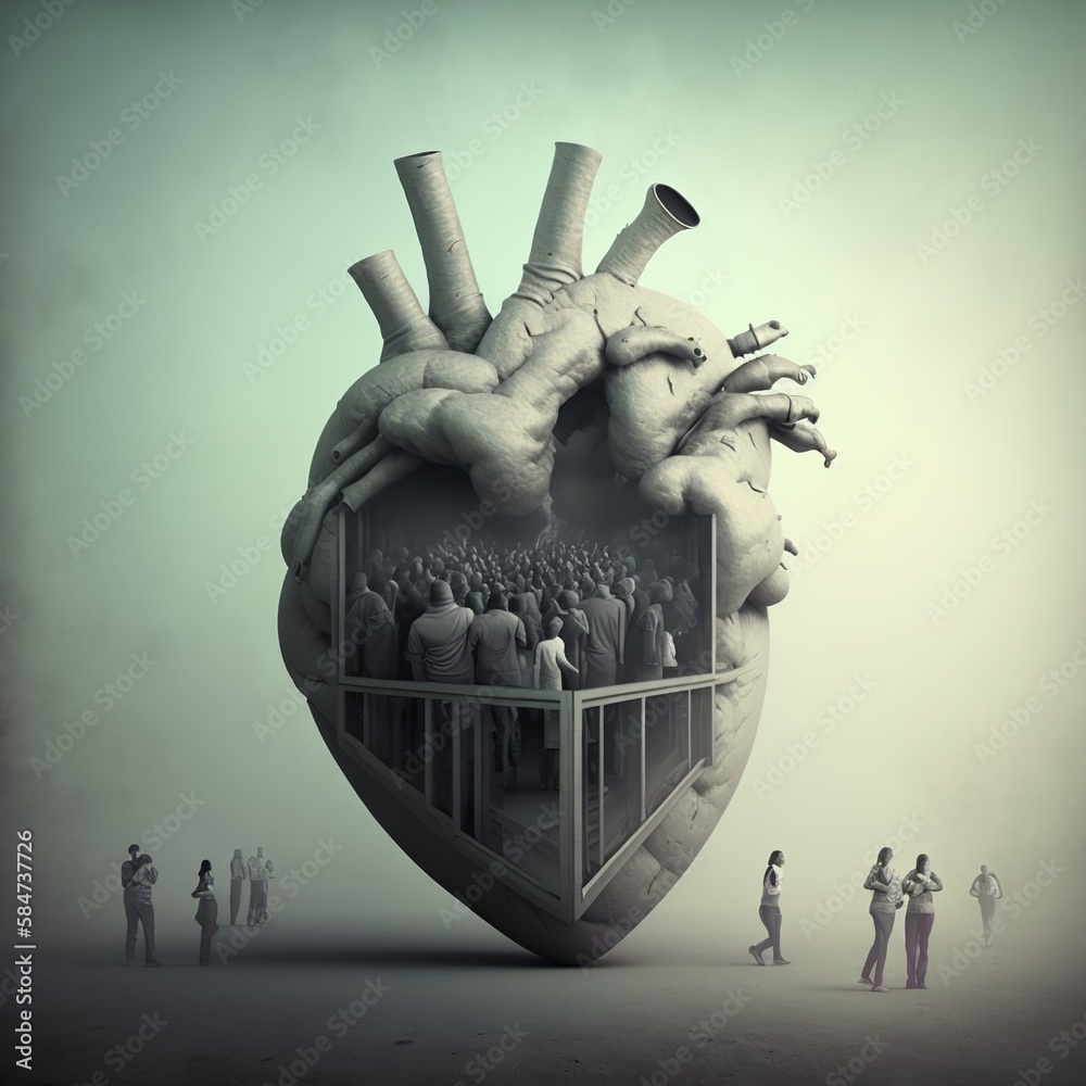 Human Heart as a factory. People Suffering from Fine Dust, Industrial ...
