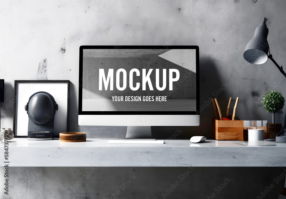 Computer Screen Mockup. AI Generative Stock Template | Adobe Stock