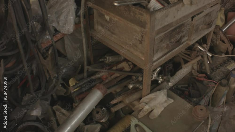 horizontal pane view of interior of a factory storage house shade of ...