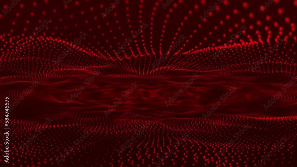 Trapcode Form Glowing Dots Background. Red dots particles wave pattern halftone gradient curve ...