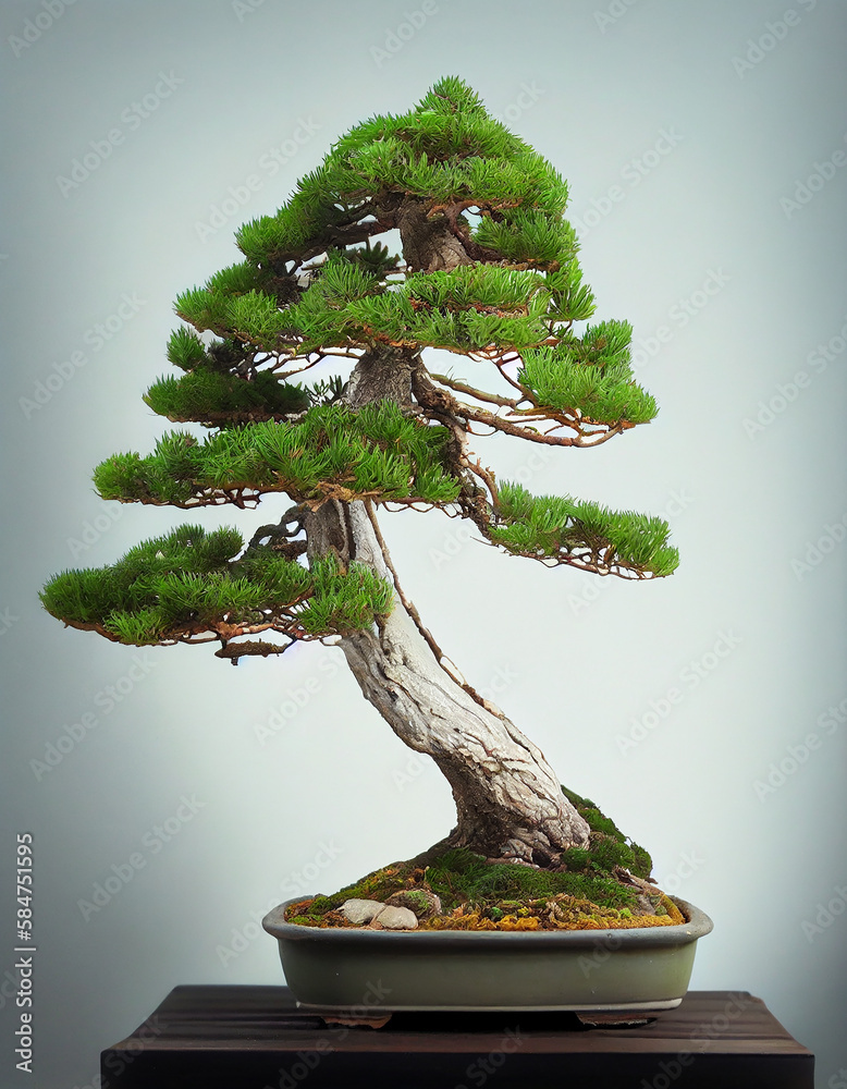 Japanese Bonsai pine tree (Pinus spp.) Stock Illustration | Adobe Stock