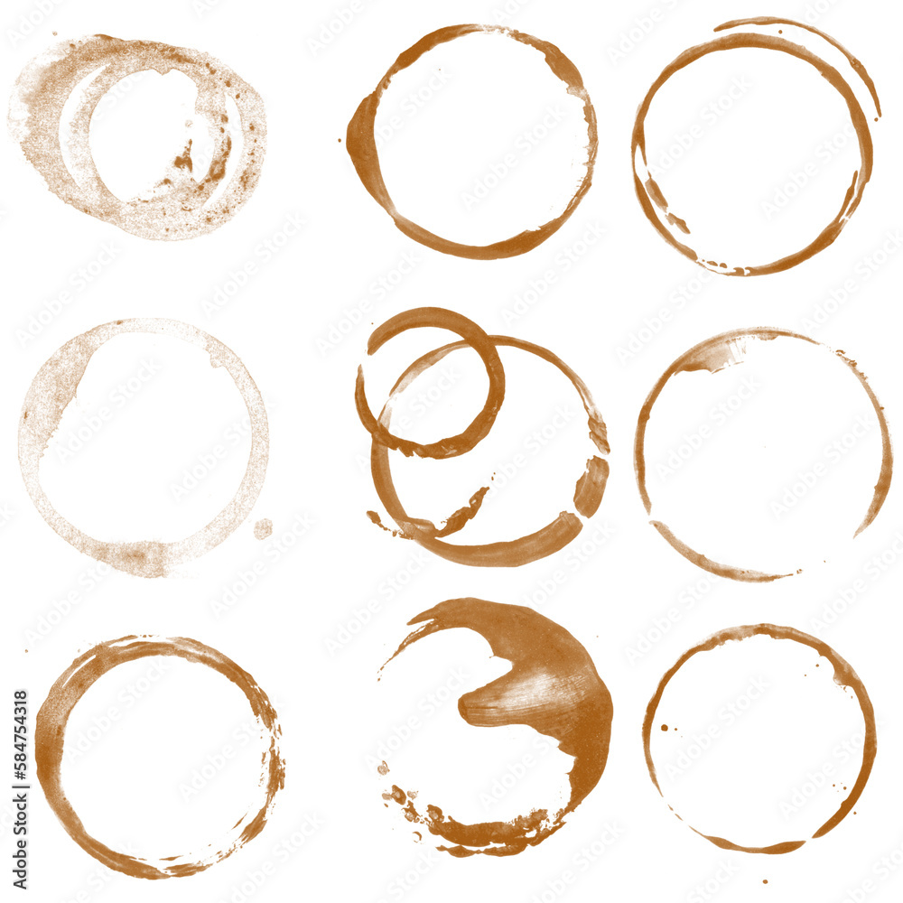 Set of Coffee stains isolated on a white background. Royalty high ...
