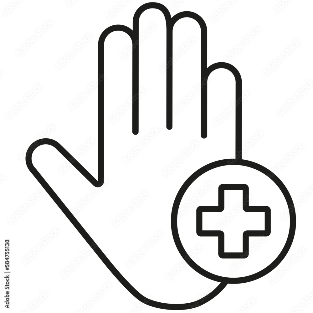 Mano con el símbolo de hospital. Salud Stock Vector | Adobe Stock