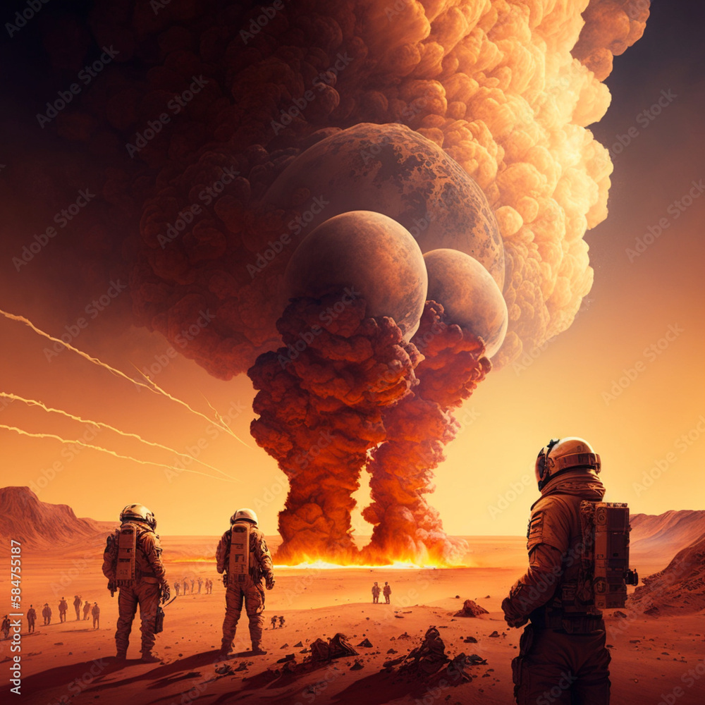 mars exploding Stock Illustration | Adobe Stock