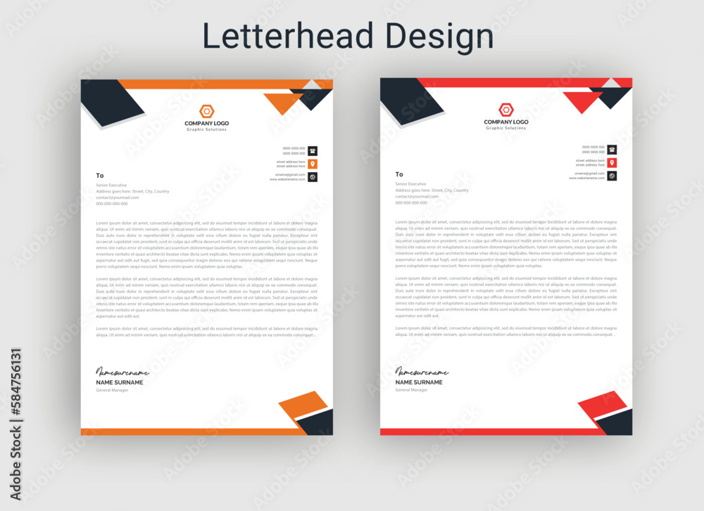Modern Business Letterhead Design Template, Letterhead template in flat ...