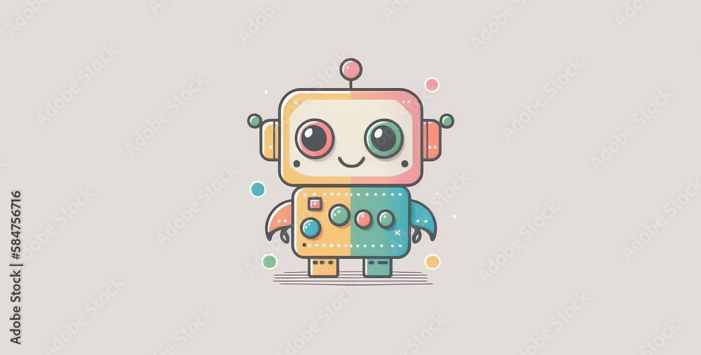 Simple and cute of a robot drawing in cute colors hd wallpaper Stock ...