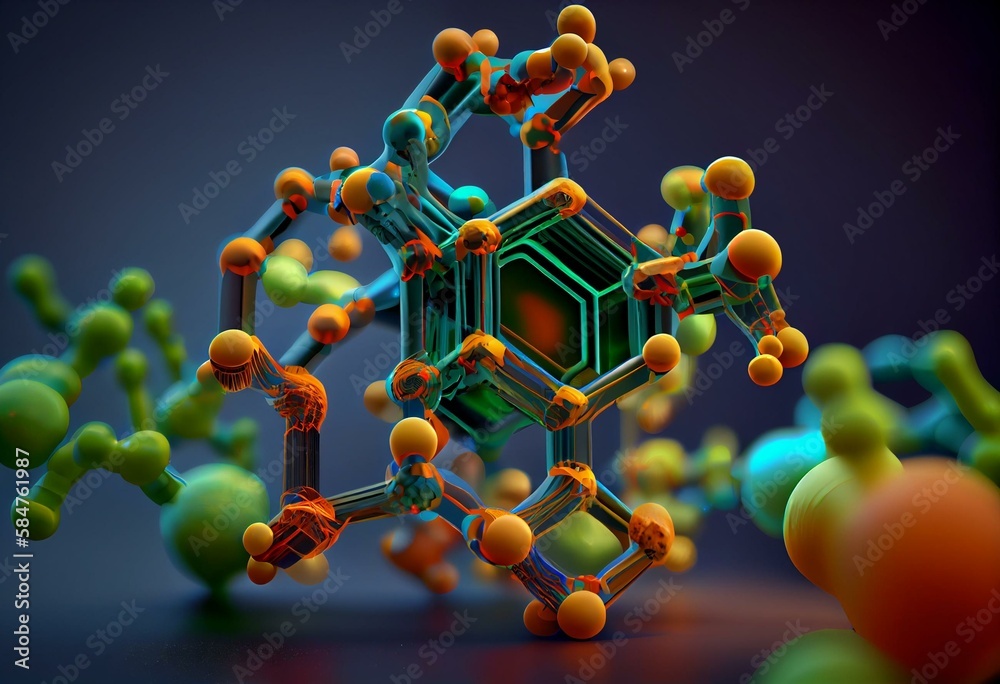 Ilustrace „Perfluorohexanesulfonic acid molecular structure, 3d model ...