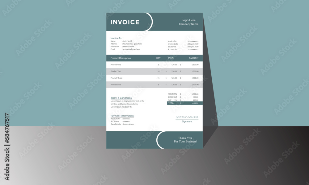 Creative Modern and Minimal Invoice Layout design.Invoice Layout with ...